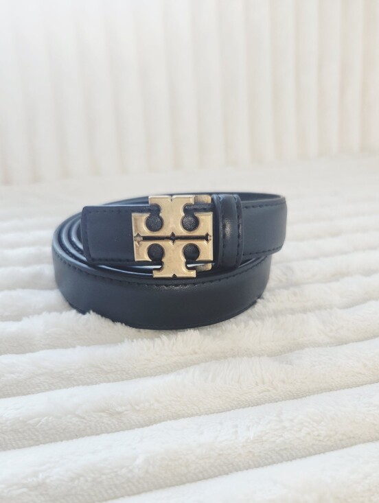 Tory Burch | Accessories | Tory Burch Black Leather Belt Gold Double T ...